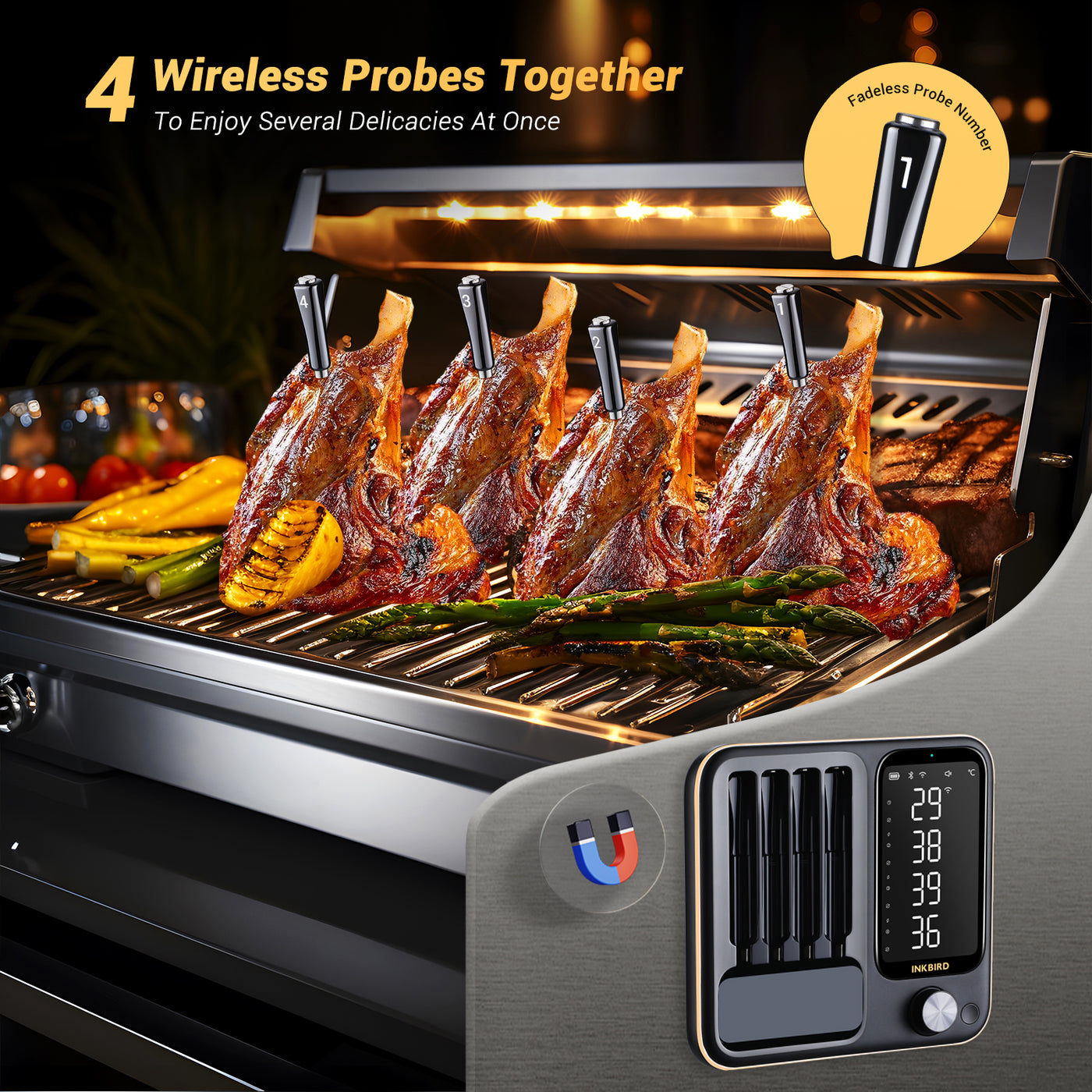 INKBIRD INT-14-BW Wifi & Bluetooth BBQ Thermometer 4-Probe Set Wireles — INKBIRD NZ