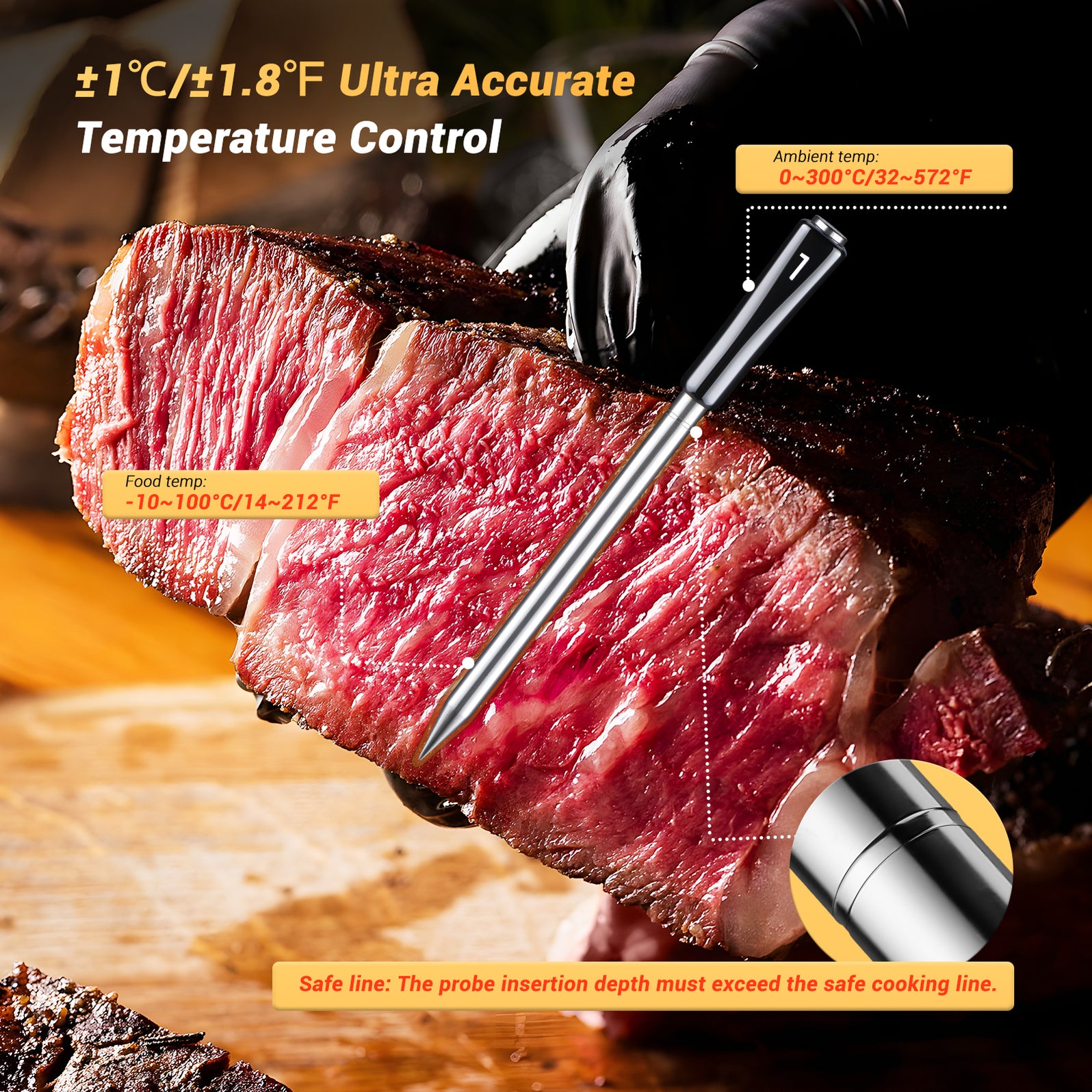 INKBIRD INT-14-BW Wifi & Bluetooth BBQ Thermometer 4-Probe Set Wireles ...