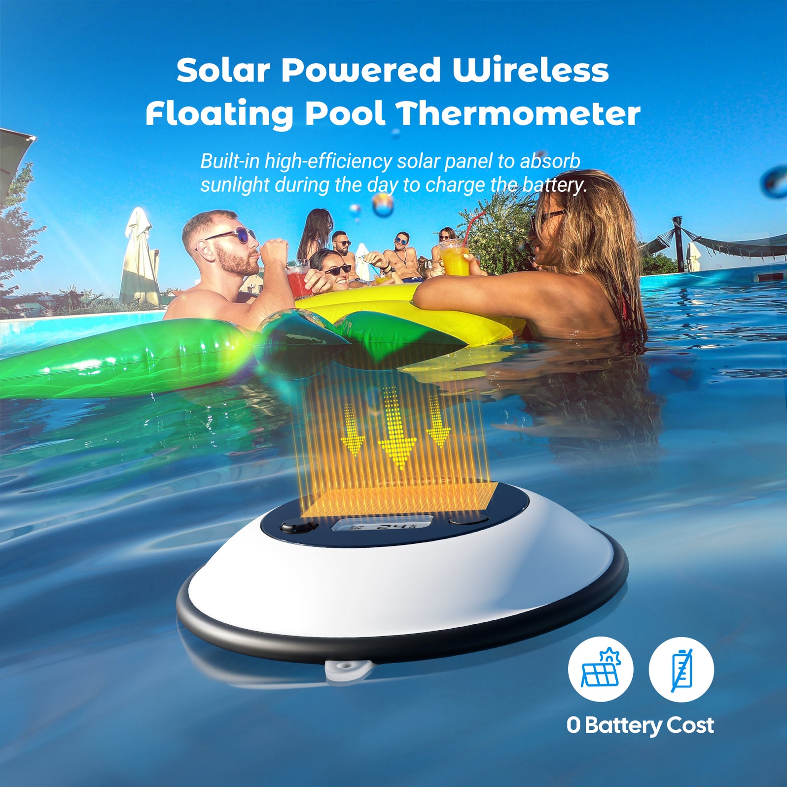 INKBIRD IBS-P05R Solar Powered Wireless Pool Thermometer with Ambient ...