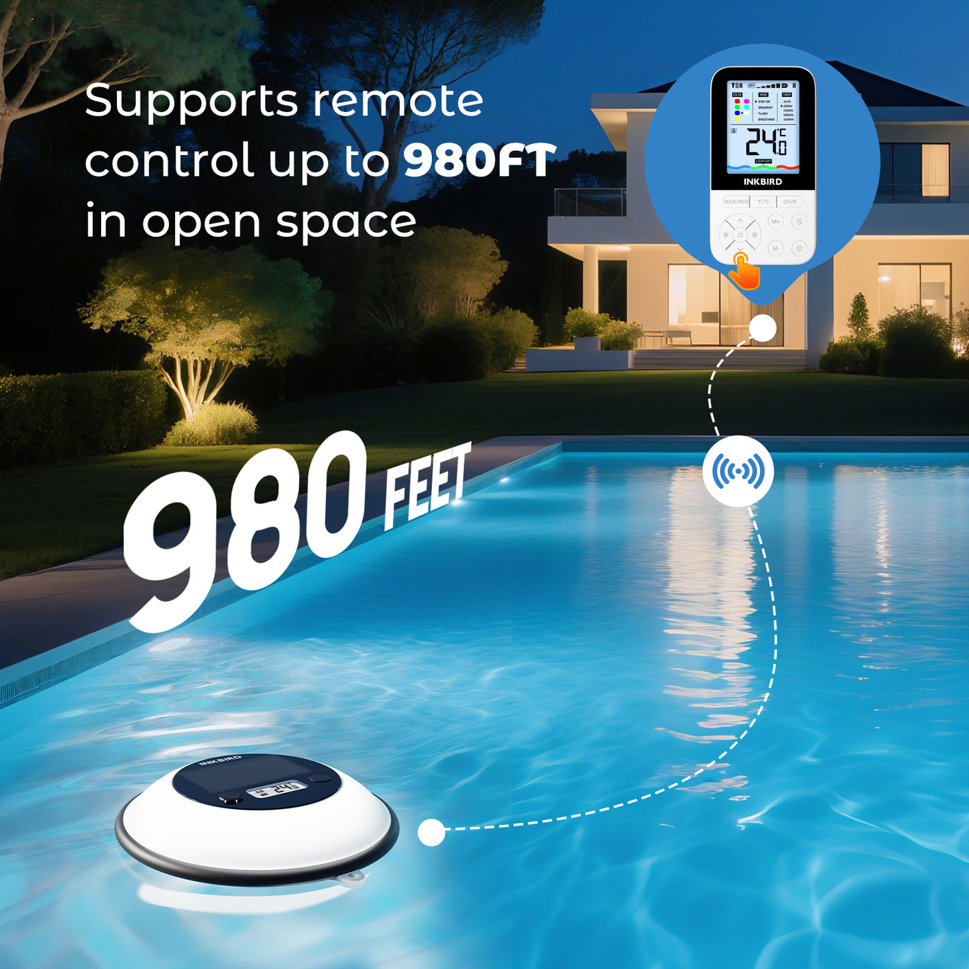 INKBIRD IBS-P05R Solar Powered Wireless Pool Thermometer with Ambient ...