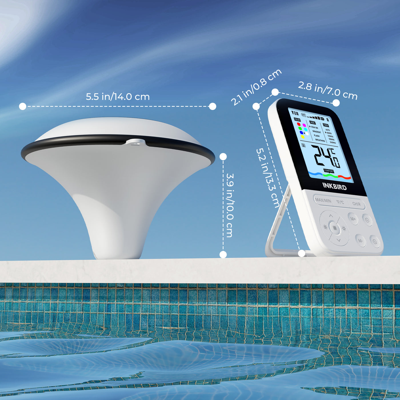 INKBIRD IBS-P05R Solar Powered Wireless Pool Thermometer with Ambient ...