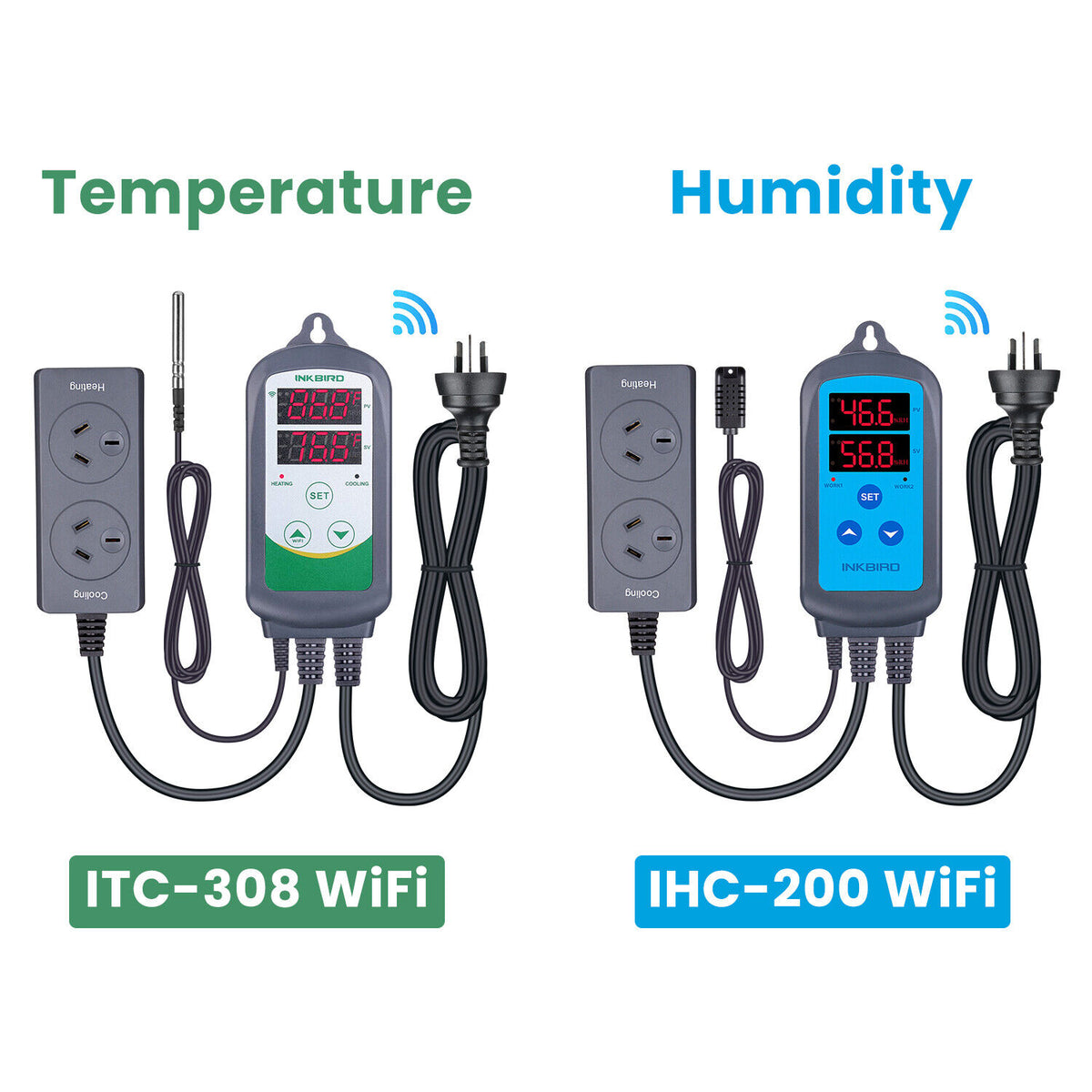 INKBIRD Wifi Temperature Controller ITC-308 + Wifi Humidistat Controll ...